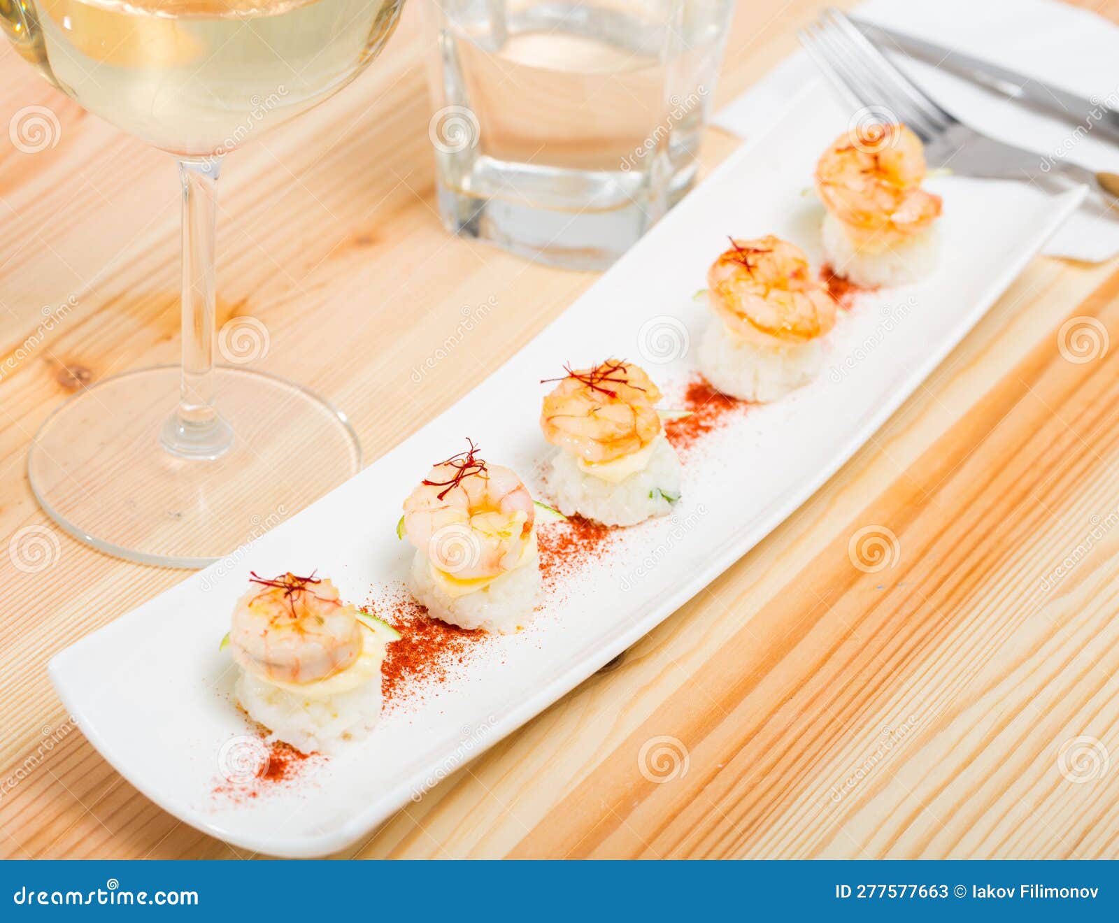 Roasted Prawns on Rice with Saffron and Lime Stock Image - Image of ...