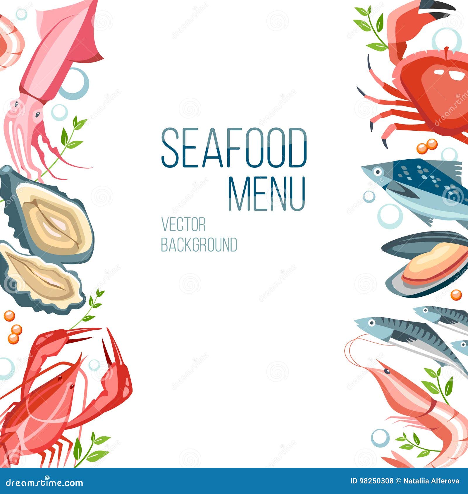 Seafood background stock vector. Illustration of marine - 98250308