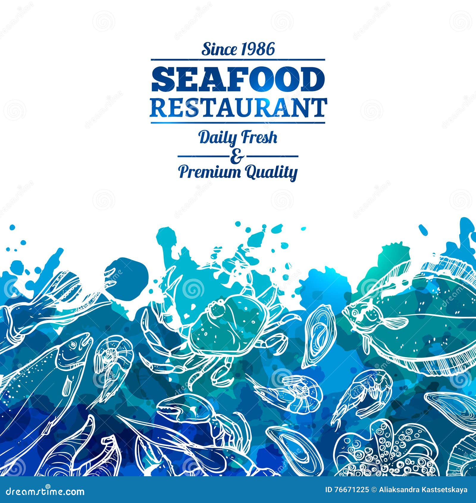 Seafood Background Menu stock vector. Illustration of fish - 76671225