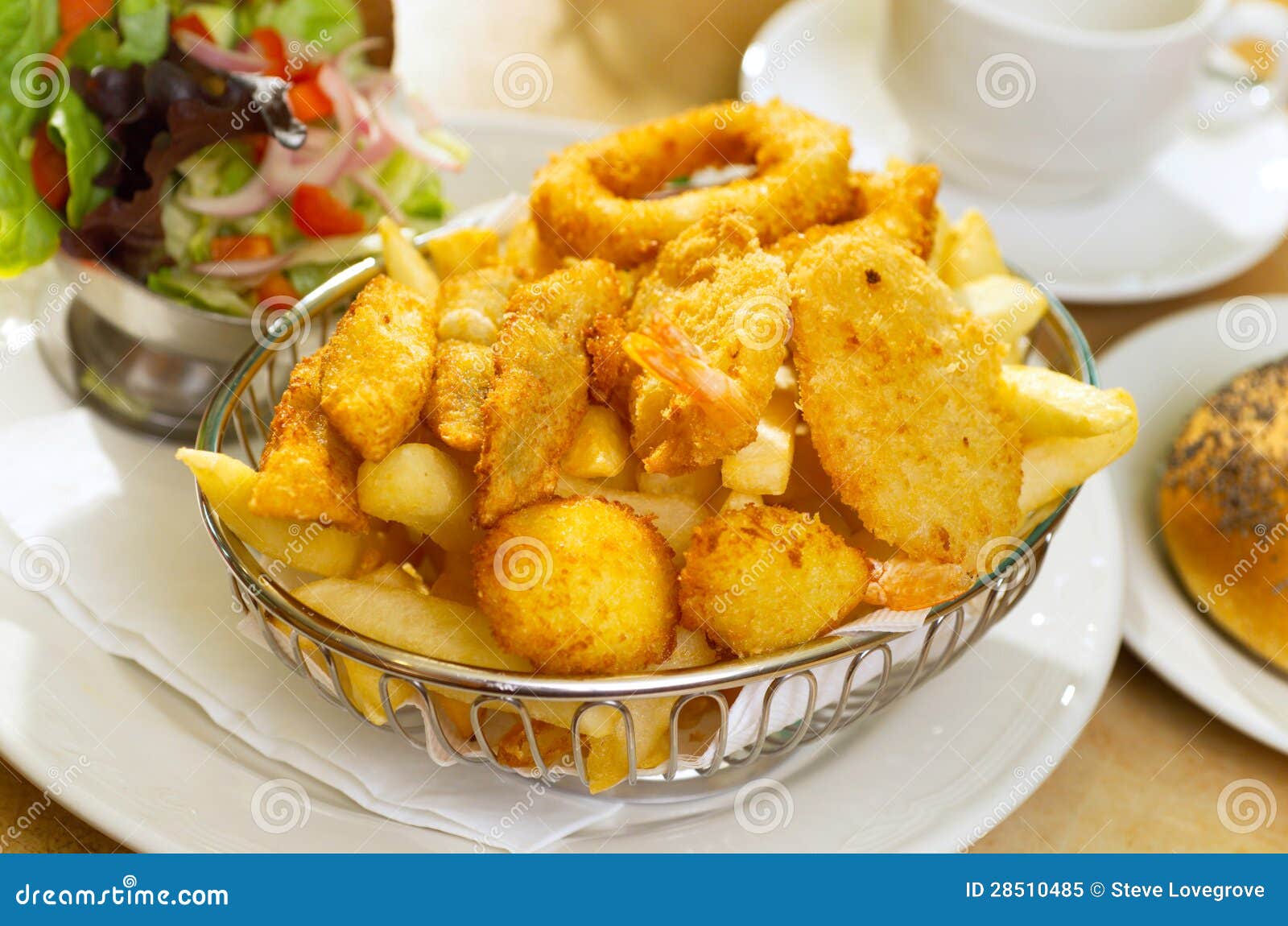 Seafood Basket stock image. Image of calamari, potato - 28510485
