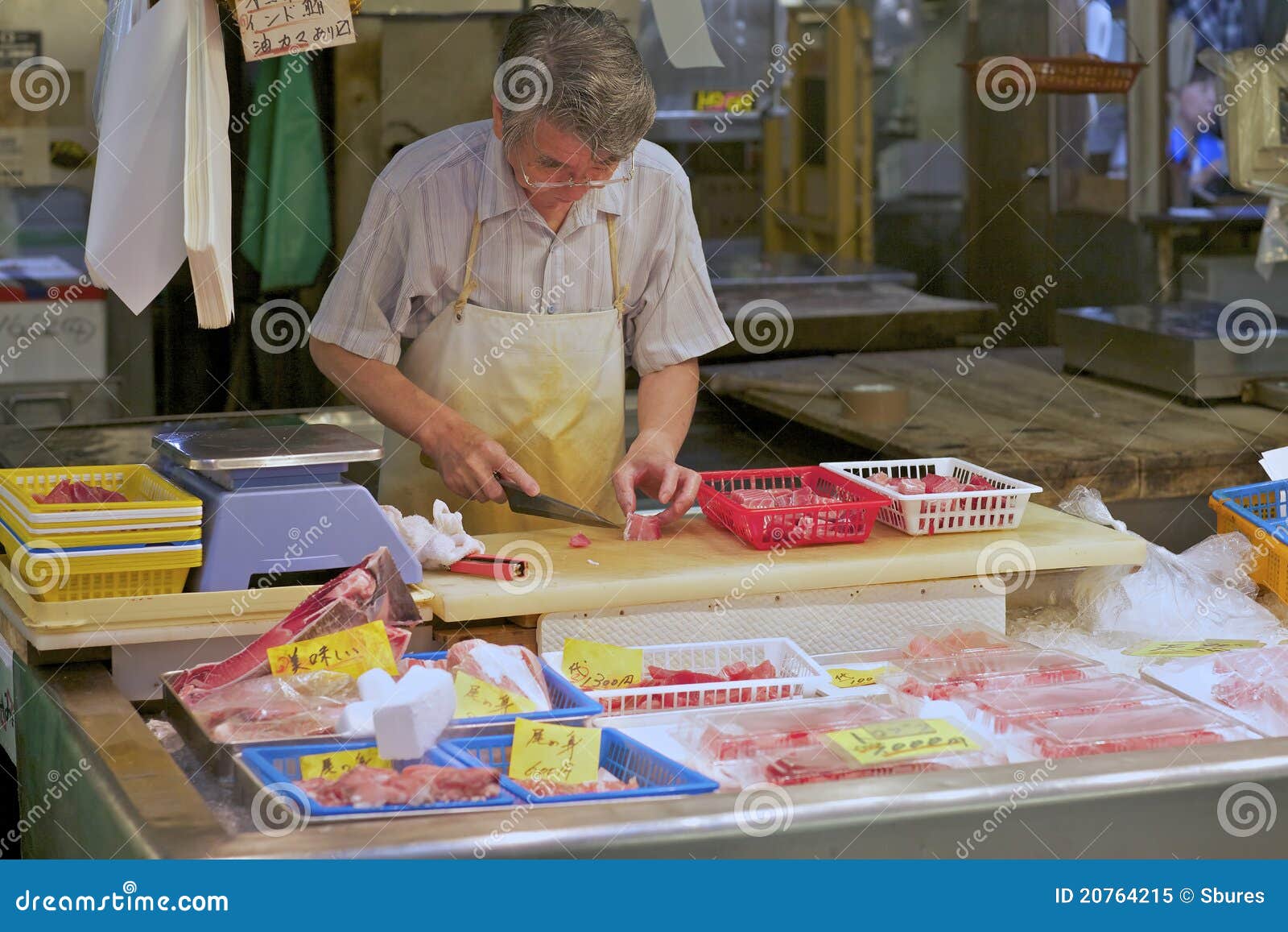 Seafood Butcher editorial image. Image of butcher, cutting - 20764215