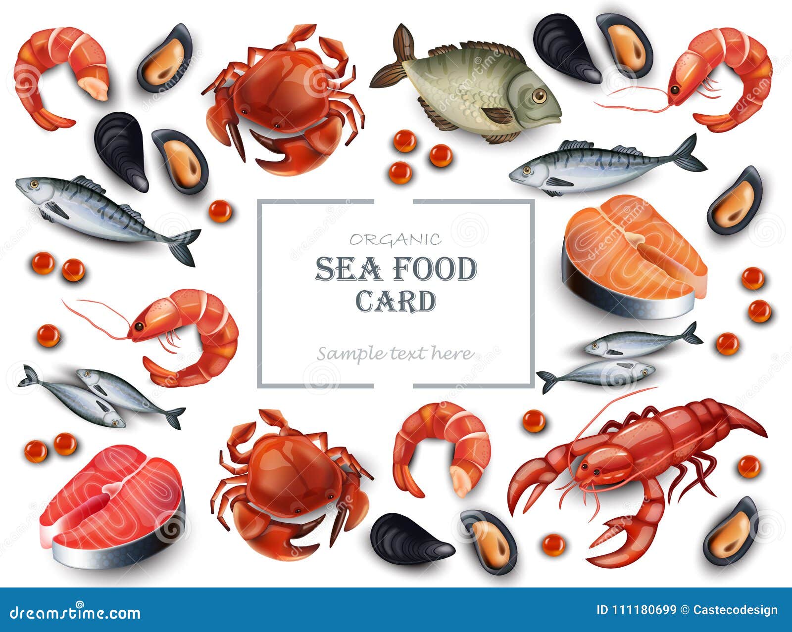 Seafood Cancer And Mussels Vector Realistic On White Backgrounds. 3d ...