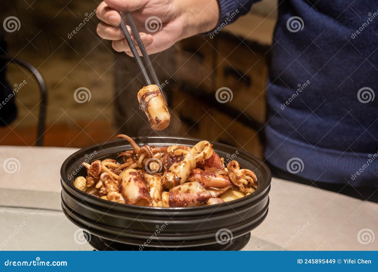 Seafood Chinese Food Made of Squid Stock Image - Image of black, asia ...