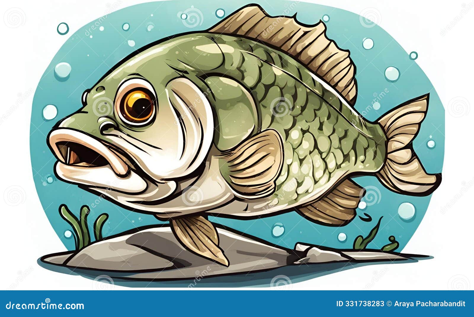 Cartoon Cod Fish Swimming in the Ocean, AI Generated Stock Illustration ...