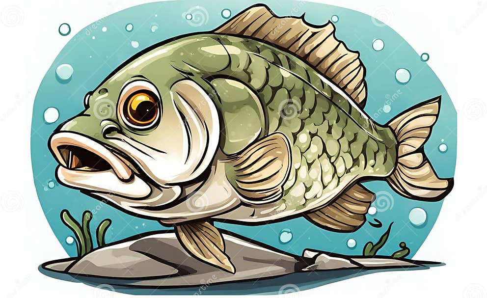 Cartoon Cod Fish Swimming in the Ocean, AI Generated Stock Illustration ...