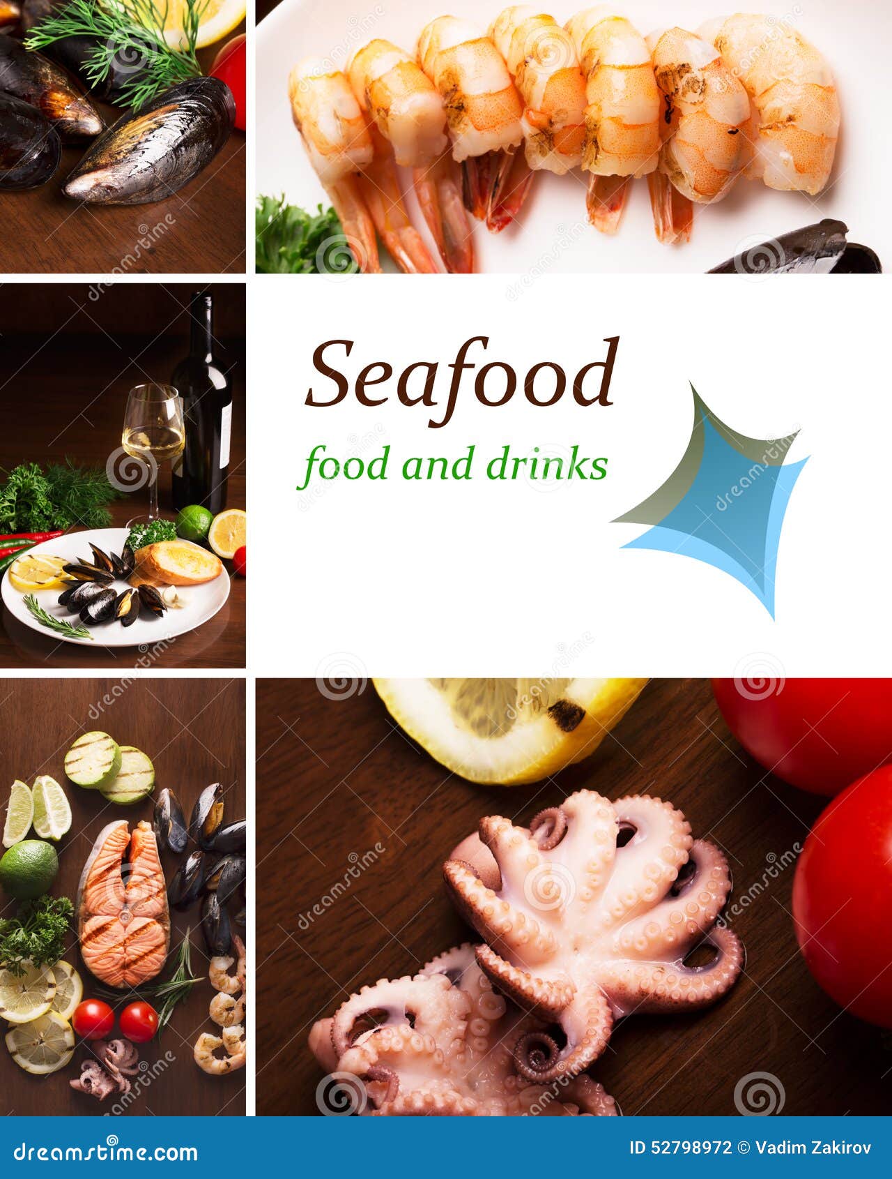 Seafood collage stock photo. Image of nopeople, healthy - 52798972