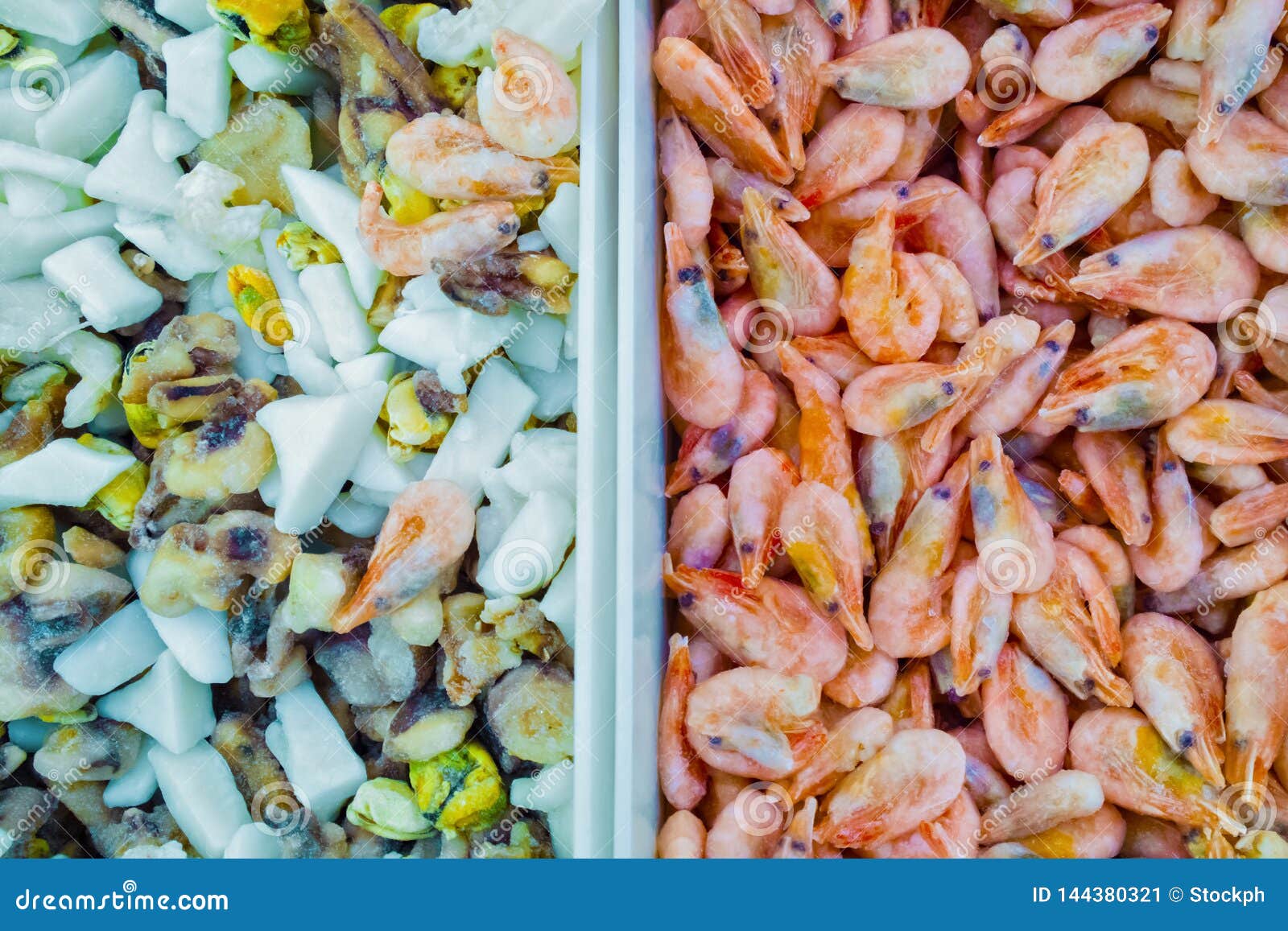 Seafood. in a Container Frozen Shrimp Stock Image - Image of freshness ...