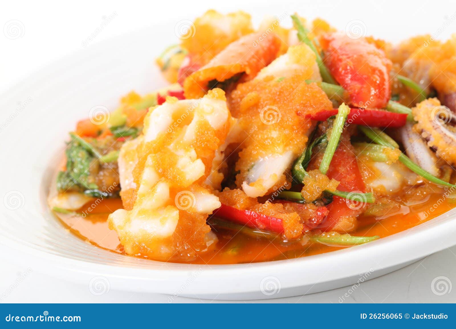 Seafood Cuttlefish with Egg and Chili Stock Image - Image of yellow ...