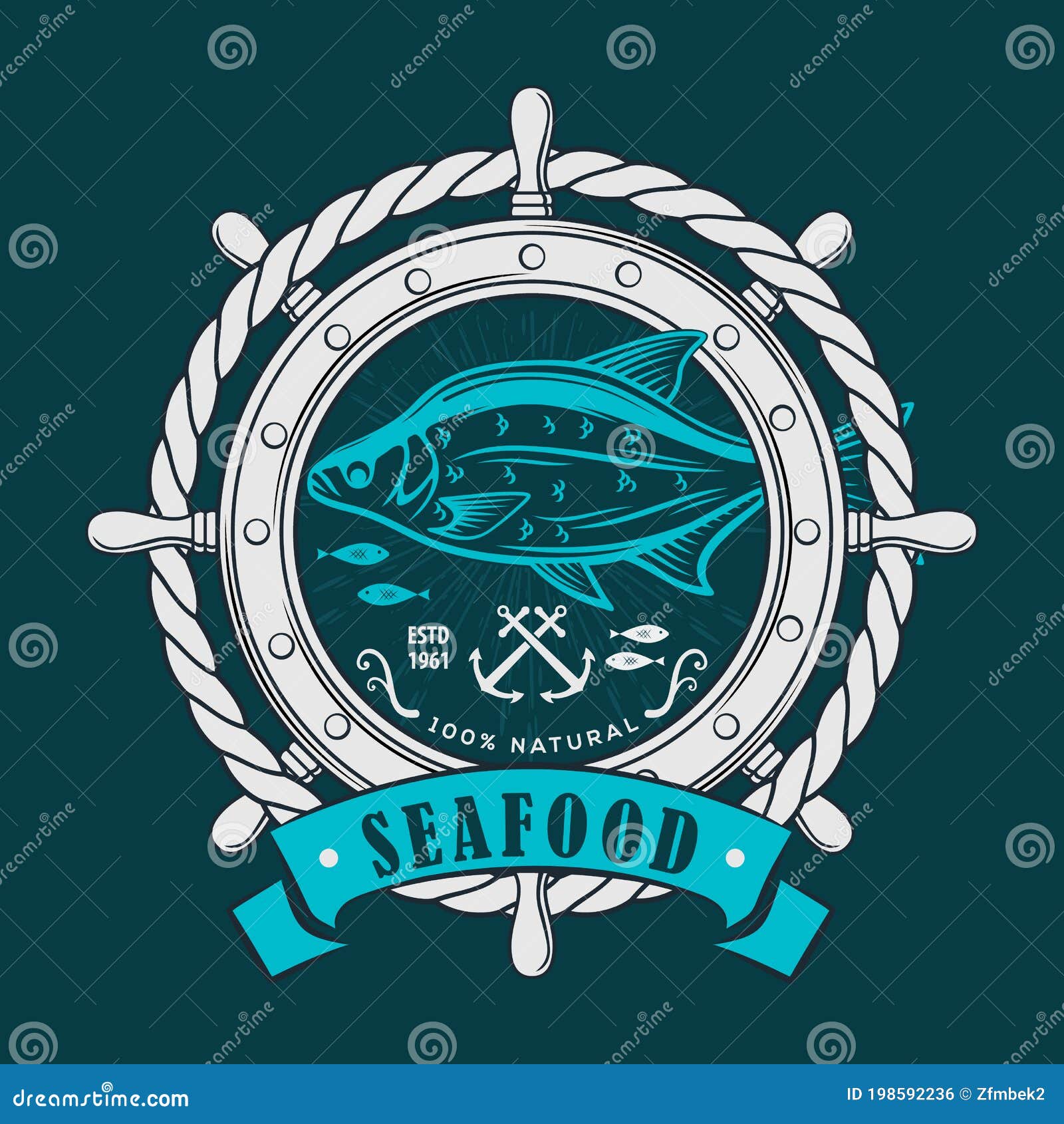 Seafood Design Concept with Bream Fish. Vector Illustration Stock ...