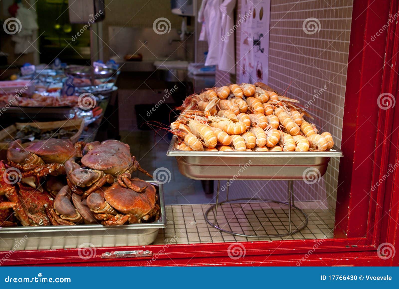 Seafood Desk in Seafood Shop Stock Photo - Image of prawn, display ...
