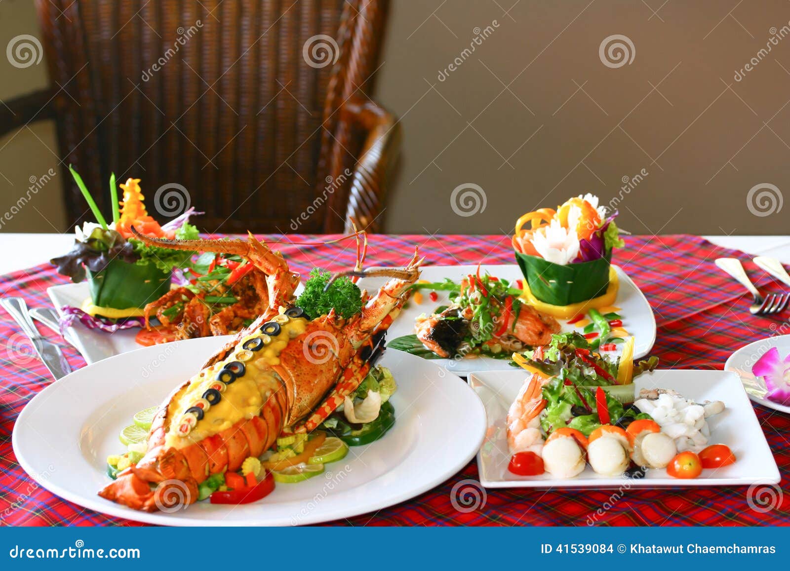 Seafood at a dining table stock photo. Image of dish - 41539084
