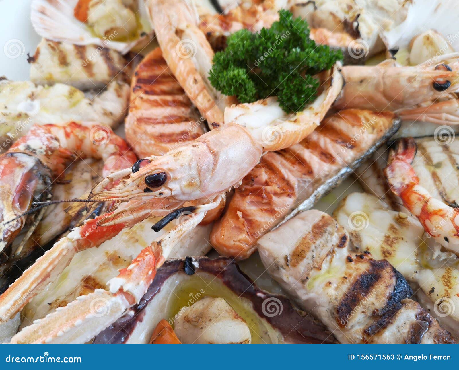 Seafood Dish Mixed Shrimp and Shellfish Stock Image - Image of grilled ...