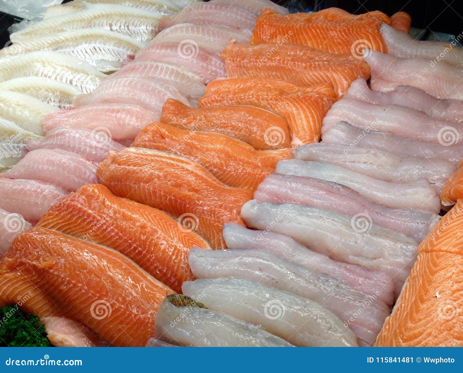 Seafood display case stock image. Image of freshness - 115841481