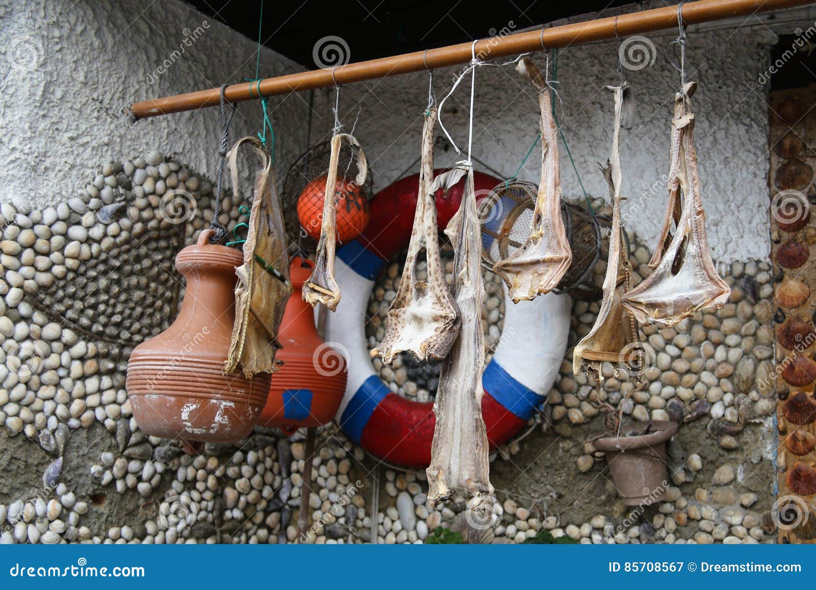 Seafood Drying in Front of the House Stock Image - Image of diet ...