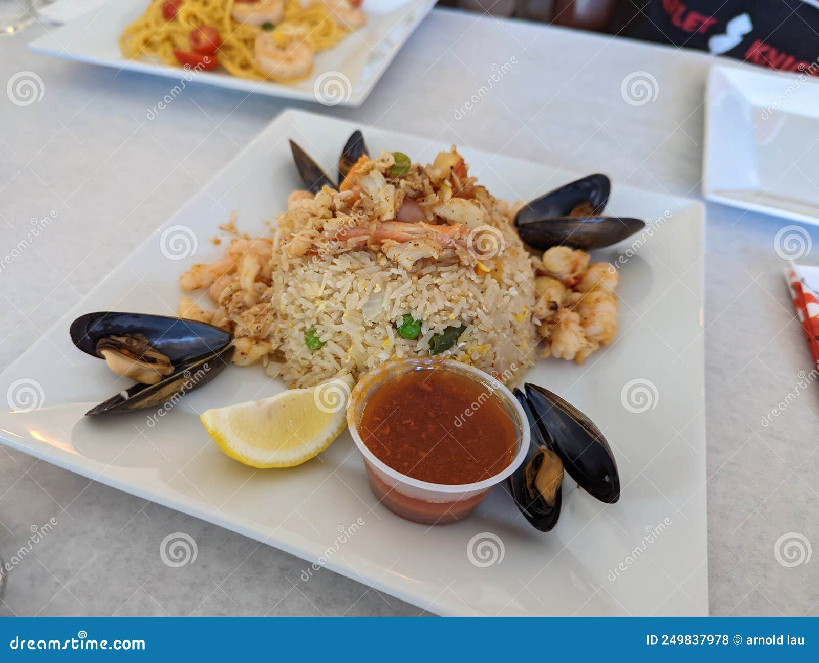 Seafood fried rice mussels stock photo. Image of cuisine - 249837978