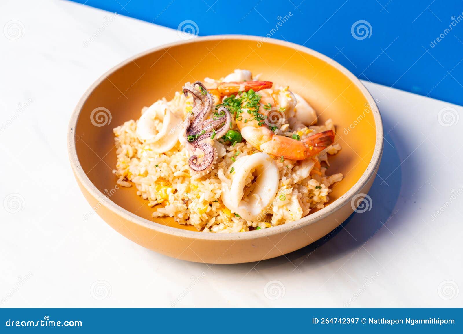 Seafood Fried Rice on Plate Stock Image - Image of seafood, healthy ...