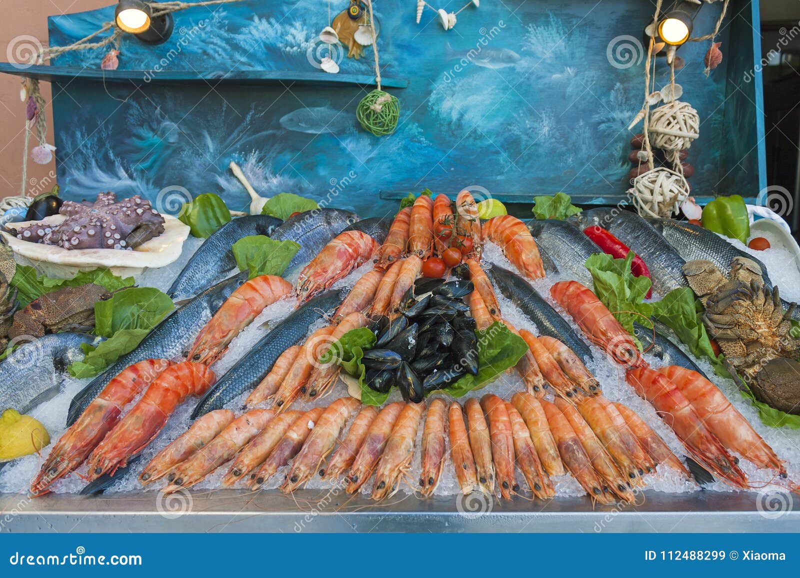 Seafood on ice stock image. Image of shellfis, luxury - 112488299