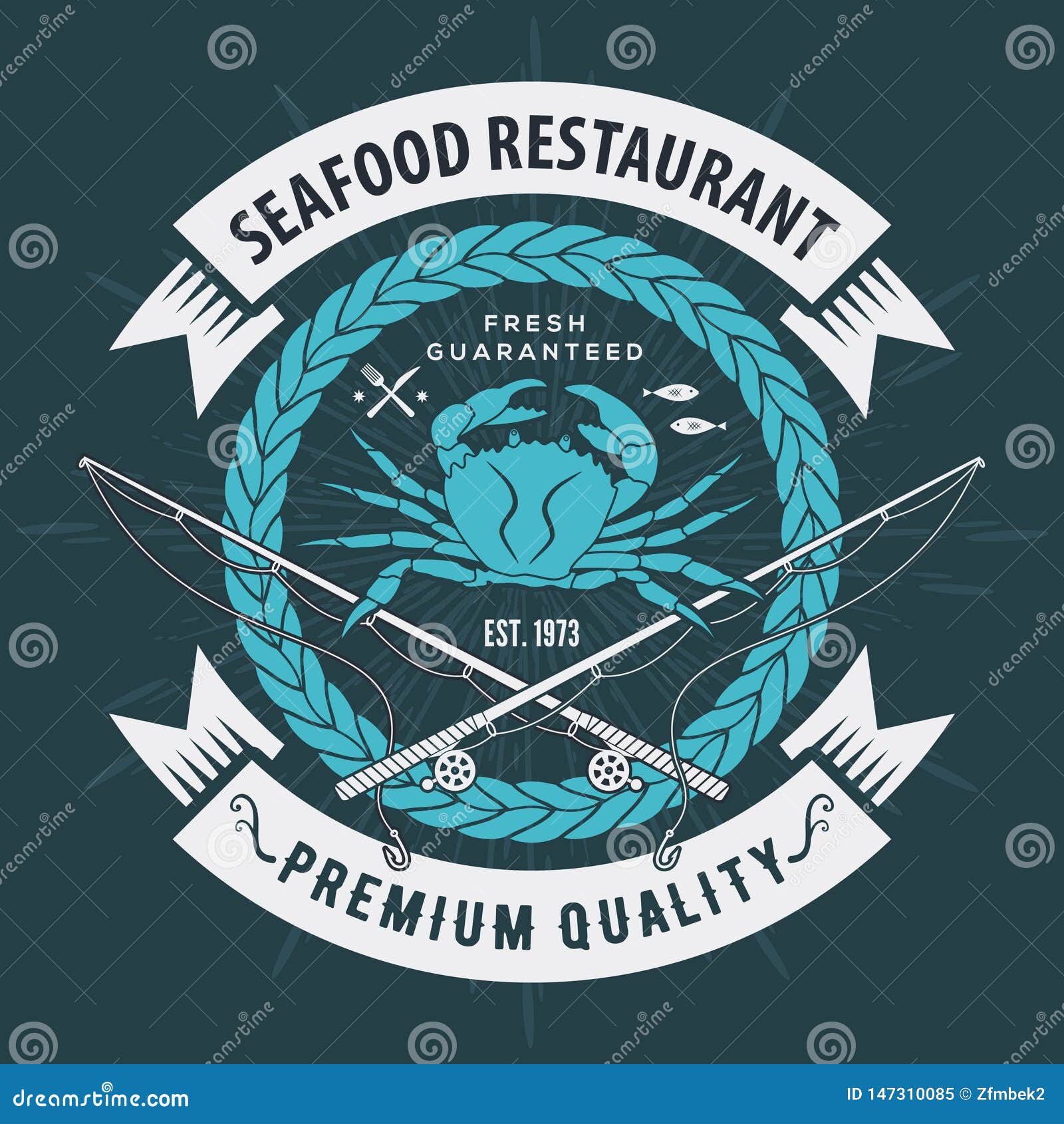 Seafood Label, Badge, Emblem or Logo for Seafood Restaurant, Menu ...
