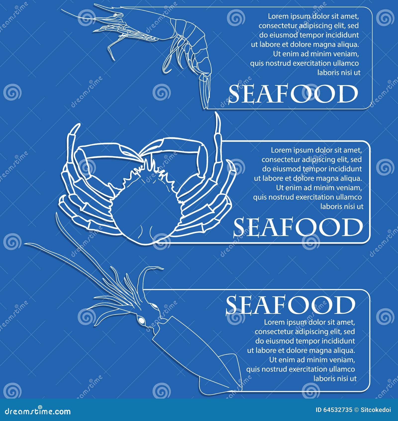 Seafood Label Design stock vector. Illustration of graphic - 64532735