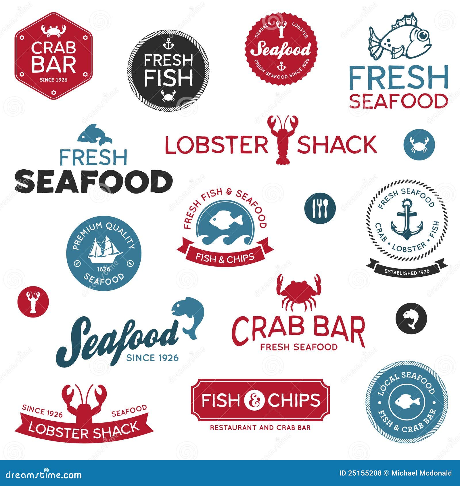 Seafood labels stock vector. Illustration of lobster - 25155208