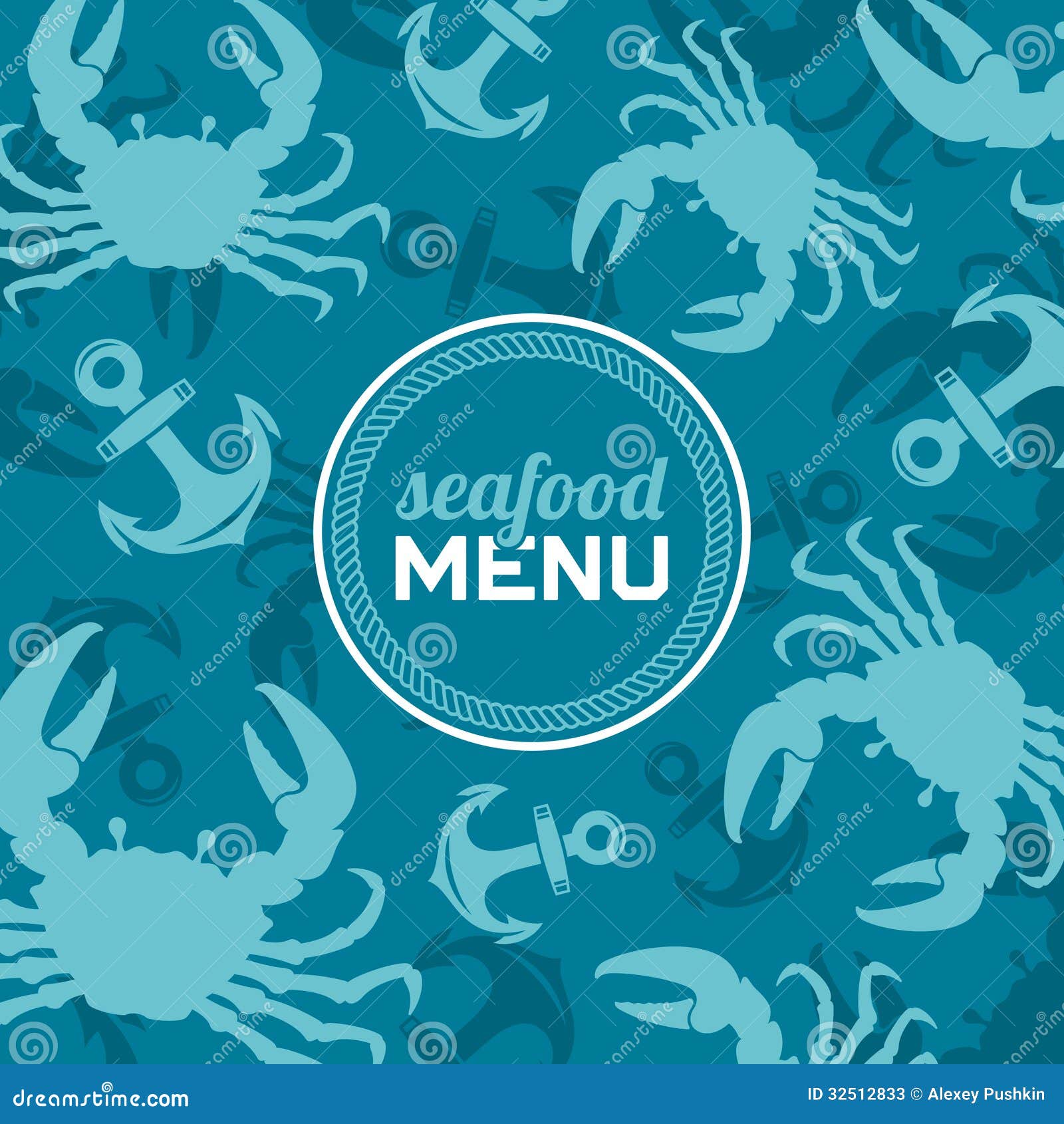 Seafood Menu Design Template. Vector Sea Watercolor Background ...