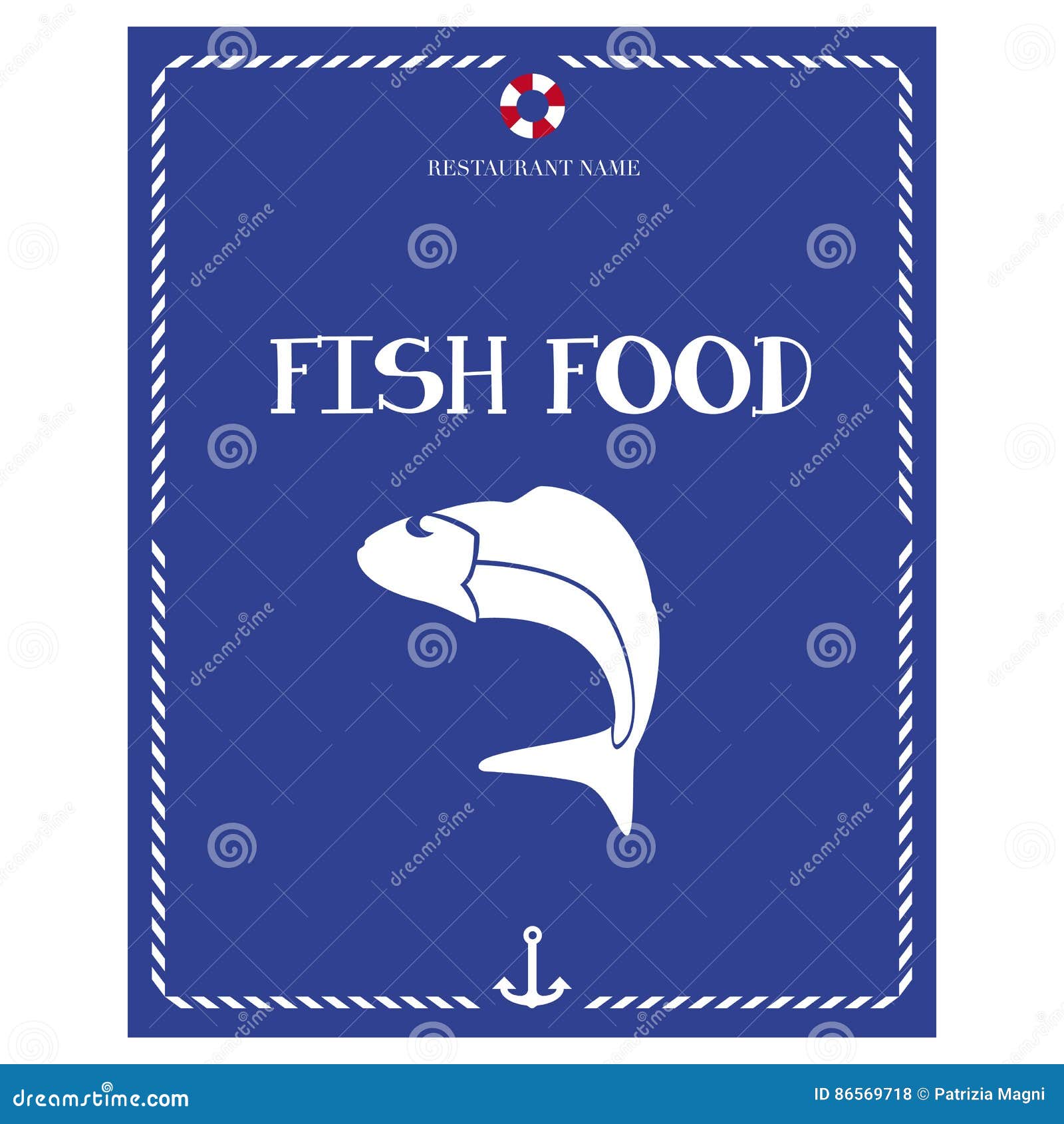 Fish on menu cover stock vector. Illustration of mark - 86569718
