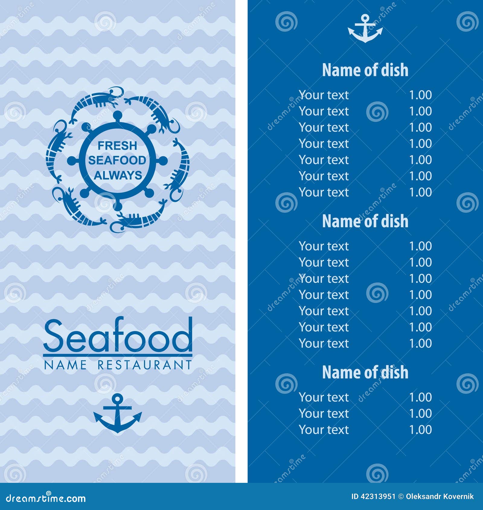 Seafood menu design stock vector. Illustration of seafood - 42313951