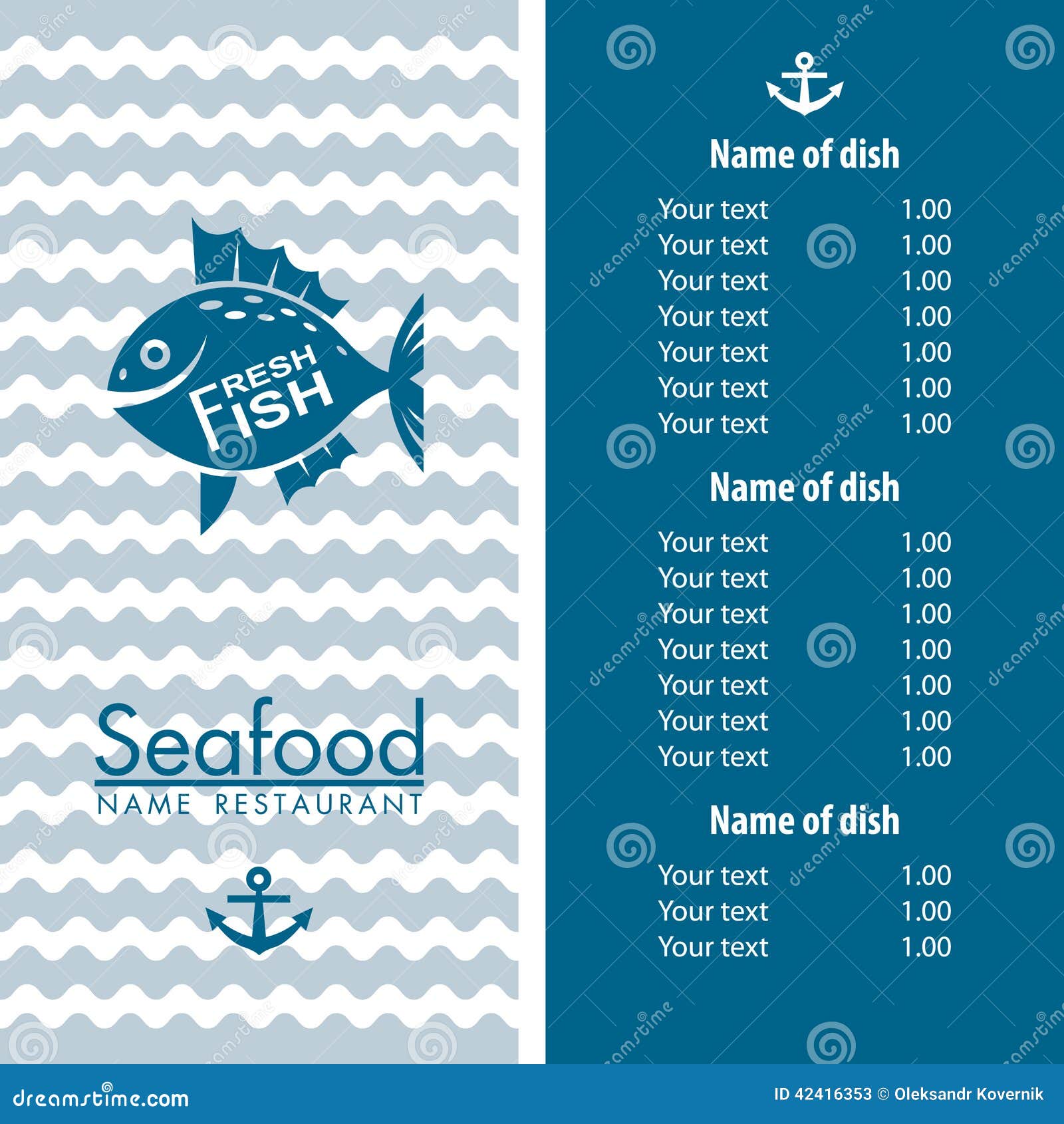 Seafood menu design stock vector. Illustration of sign - 42416353