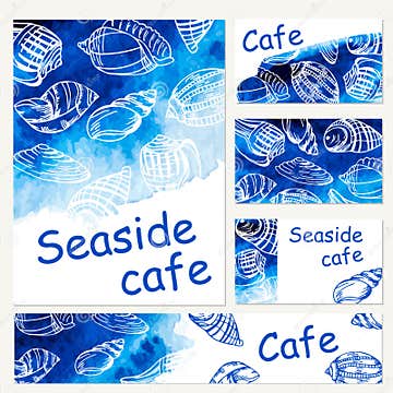 Seafood Menu Design Template. Vector Sea Watercolor Background Stock ...