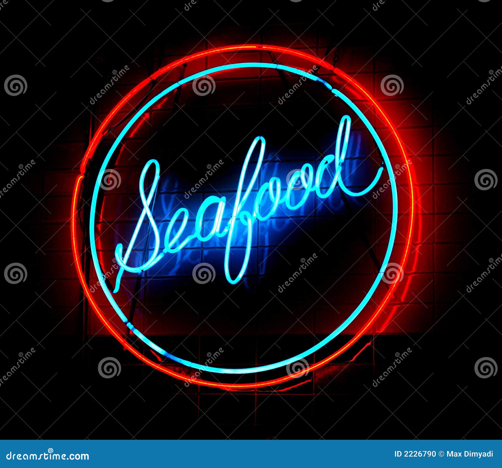 Seafood Neon Sign stock photo. Image of sign, cafe, advertisement - 2226790