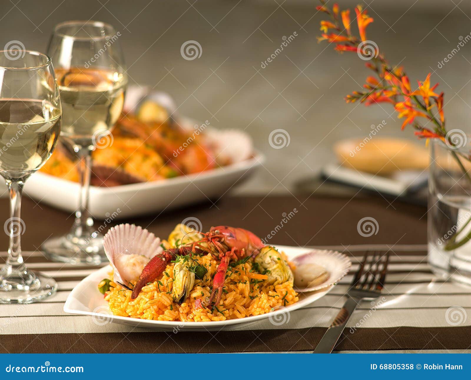 Seafood Paella stock photo. Image of food, cuisine, menu - 68805358