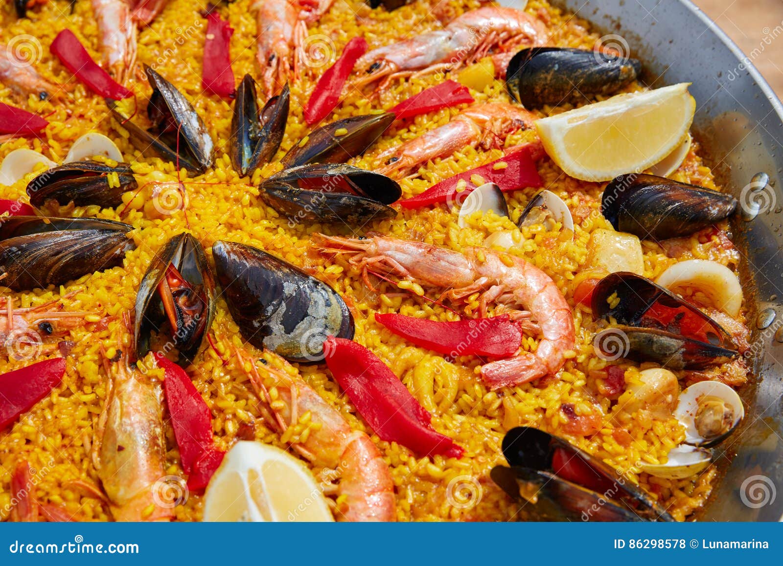 Seafood Paella from Spain Valencia Recipe Stock Photo - Image of ...