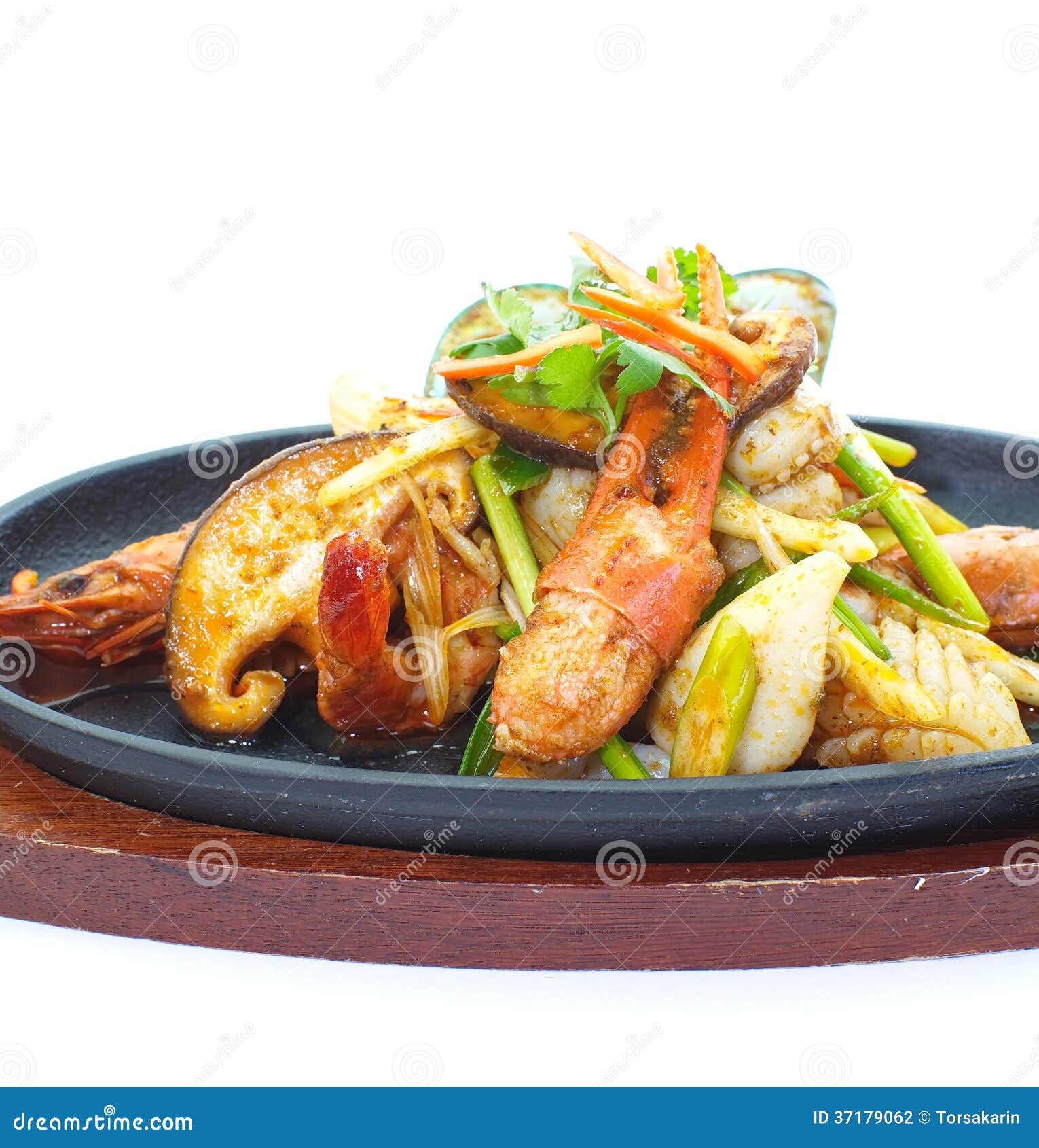 Seafood pan fried stock photo. Image of roasted, scampi - 37179062