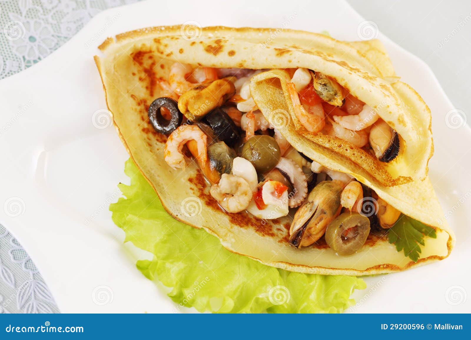 Seafood in pancake stock photo. Image of pancake, appetizer - 29200596