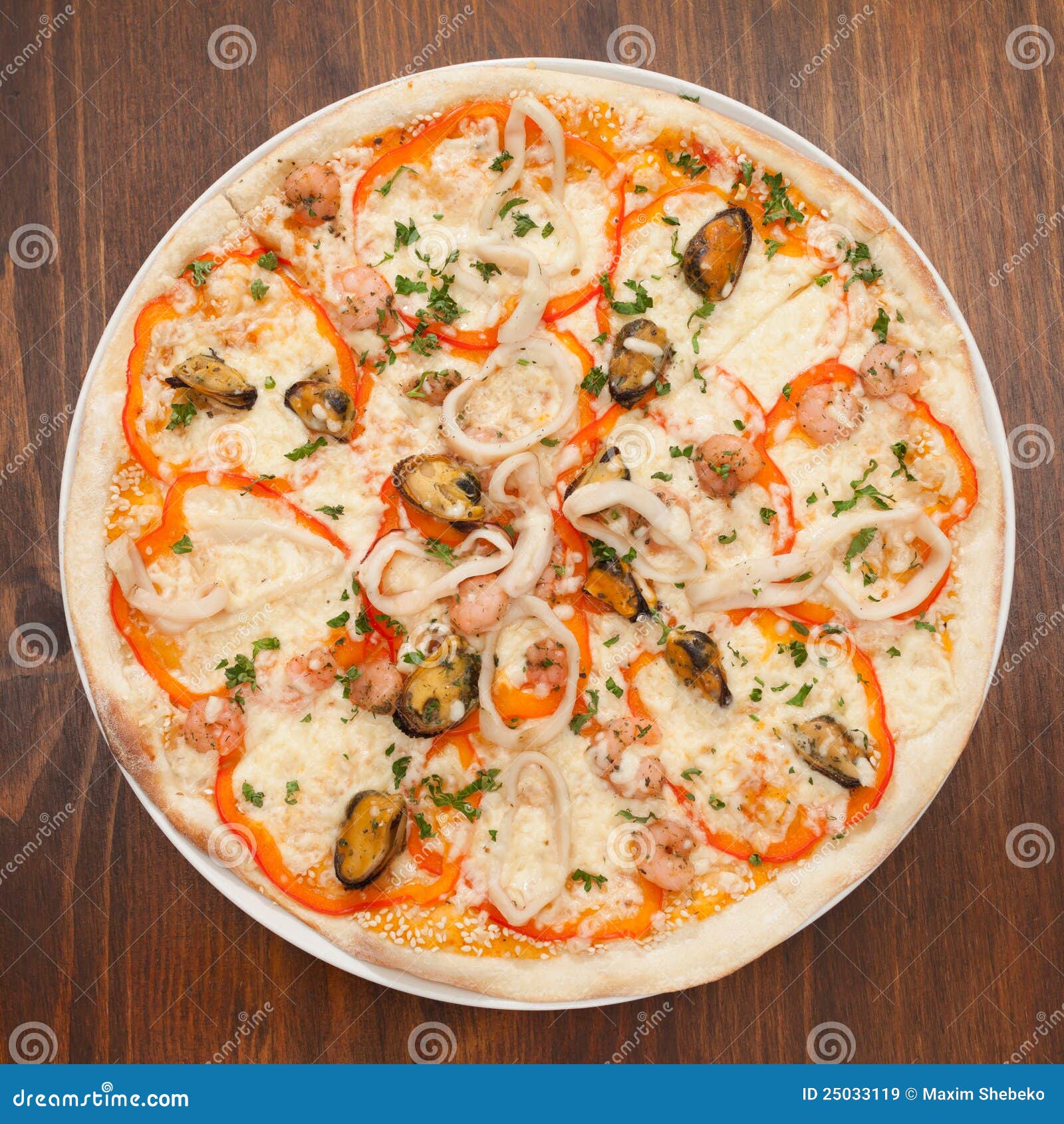 Seafood pizza stock image. Image of food, pizza, fresh - 25033119