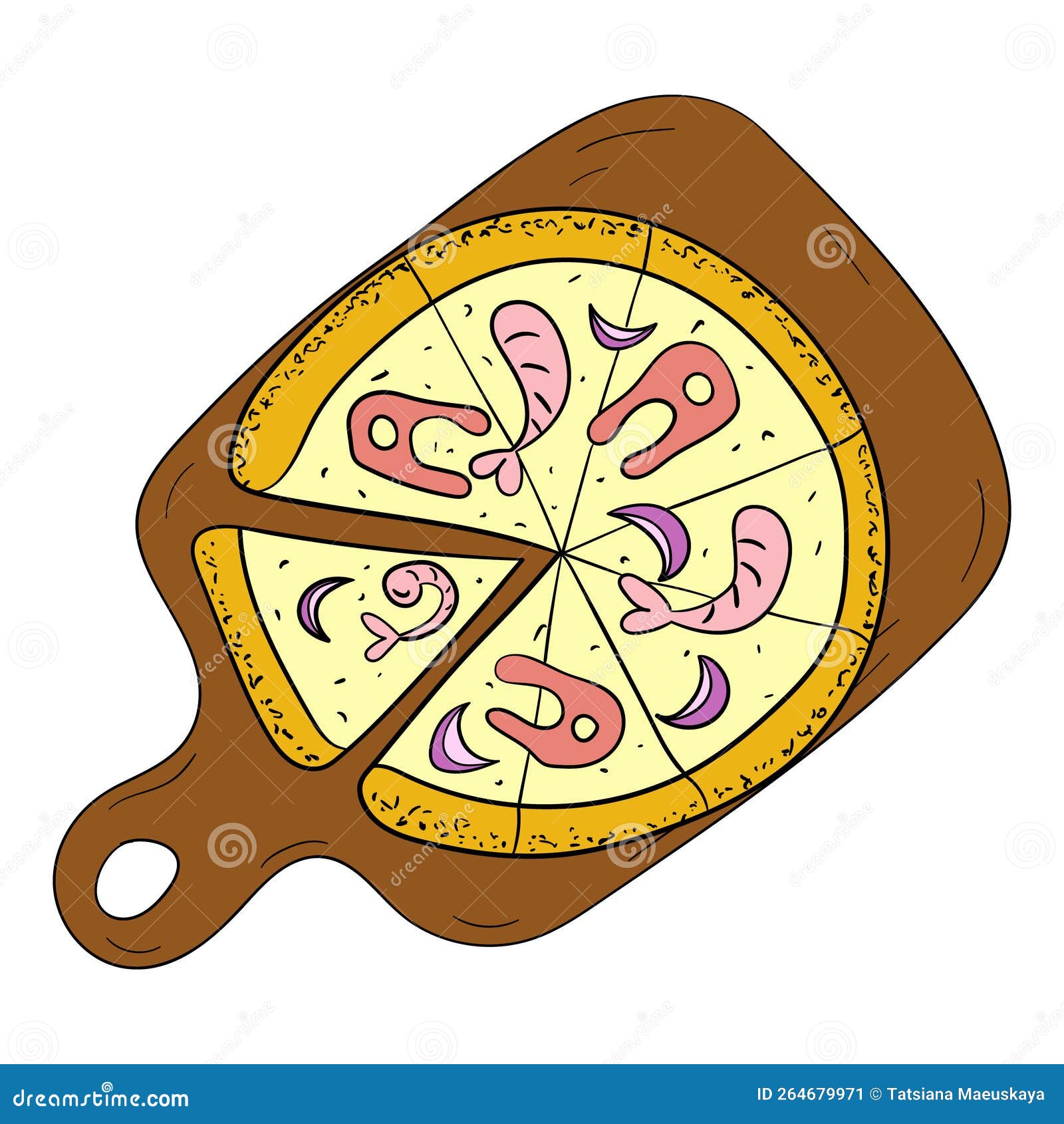 Seafood Pizza on a Blackboard Vector Illustration Stock Vector ...