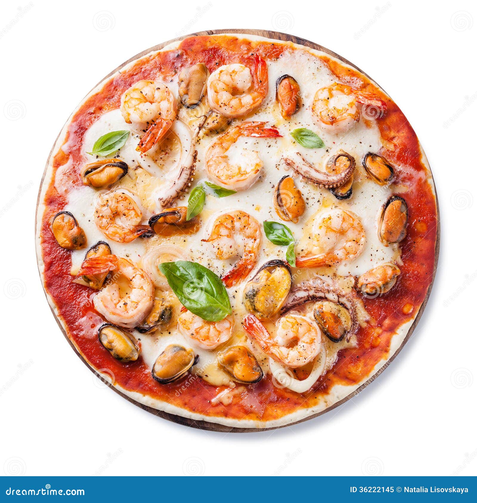 Seafood Pizza stock image. Image of white, mussels, prawn - 36222145