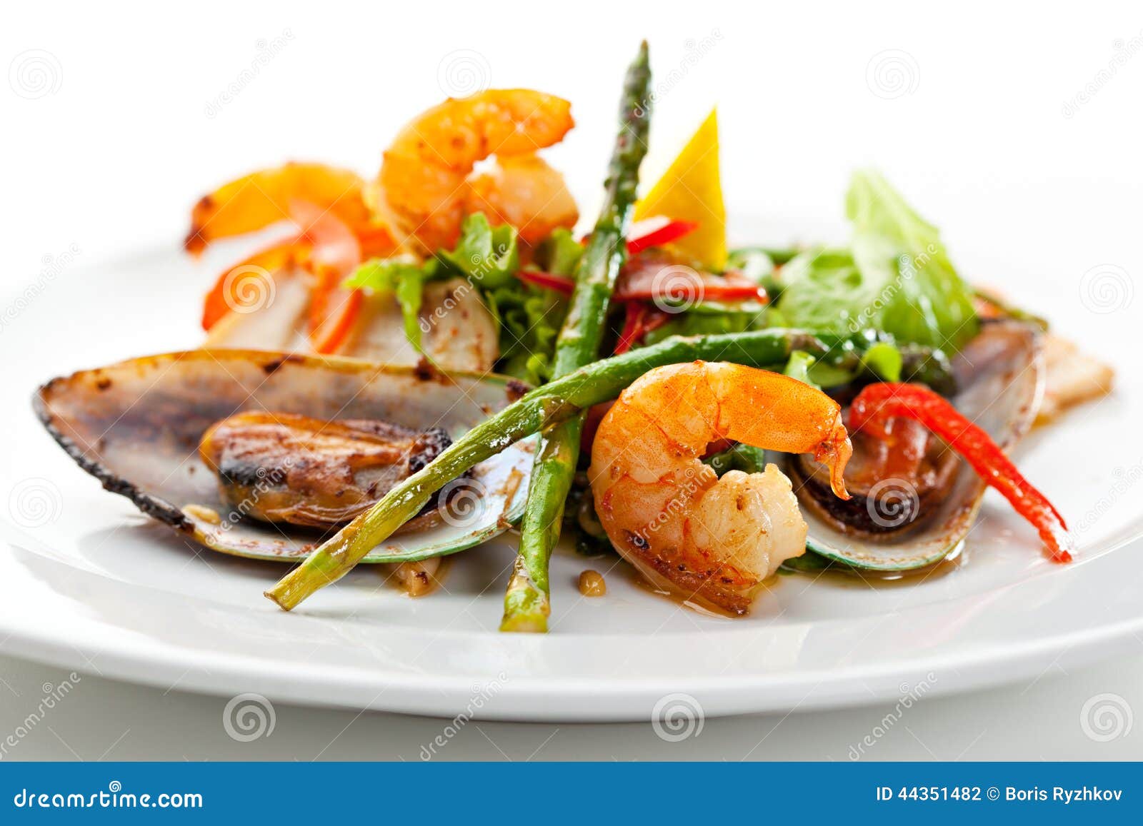 Seafood Plate stock photo. Image of dinner, pepper, leaves - 44351482