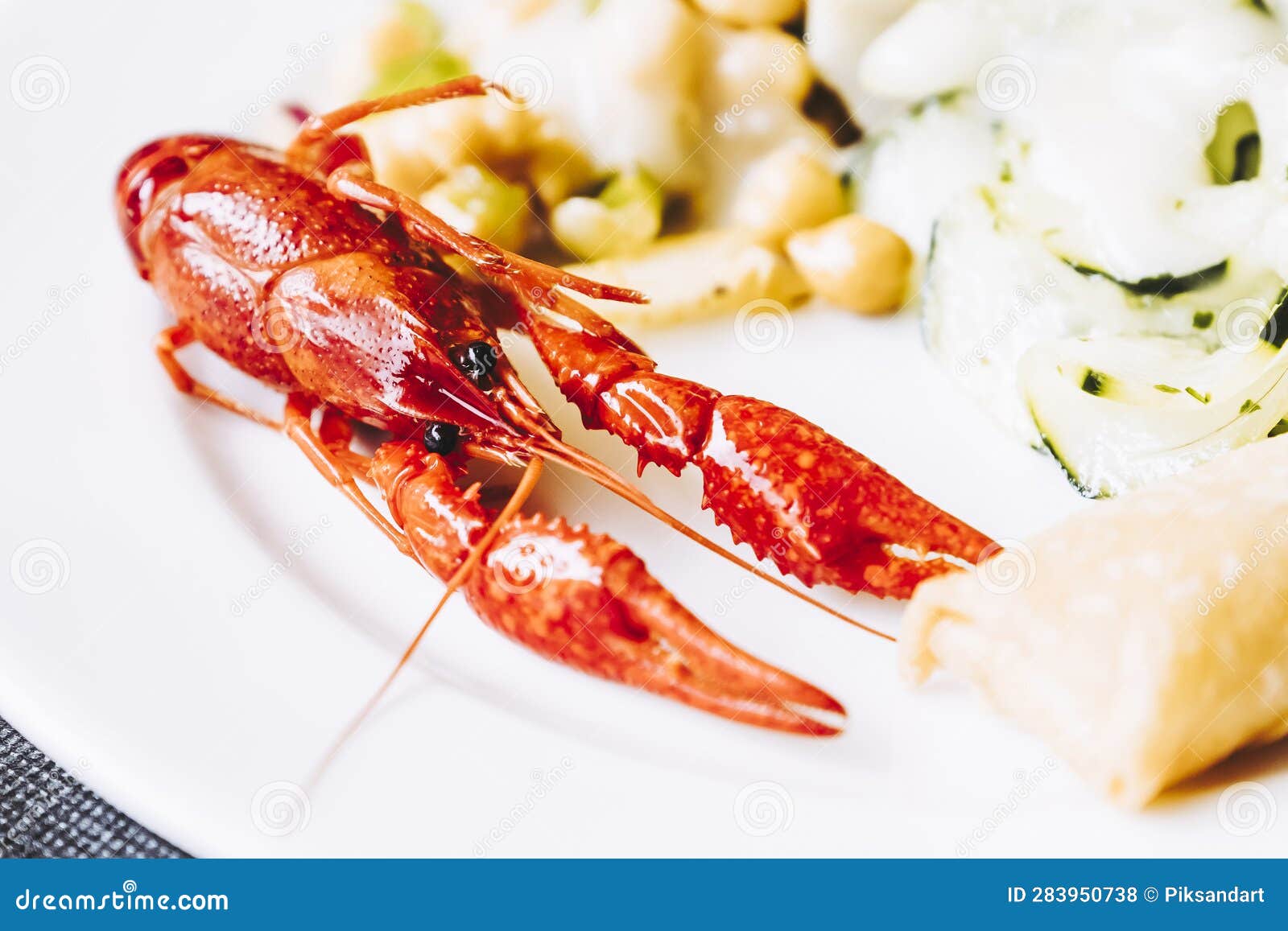 Seafood Platter with a Whole Crayfish Stock Photo - Image of shellfish ...