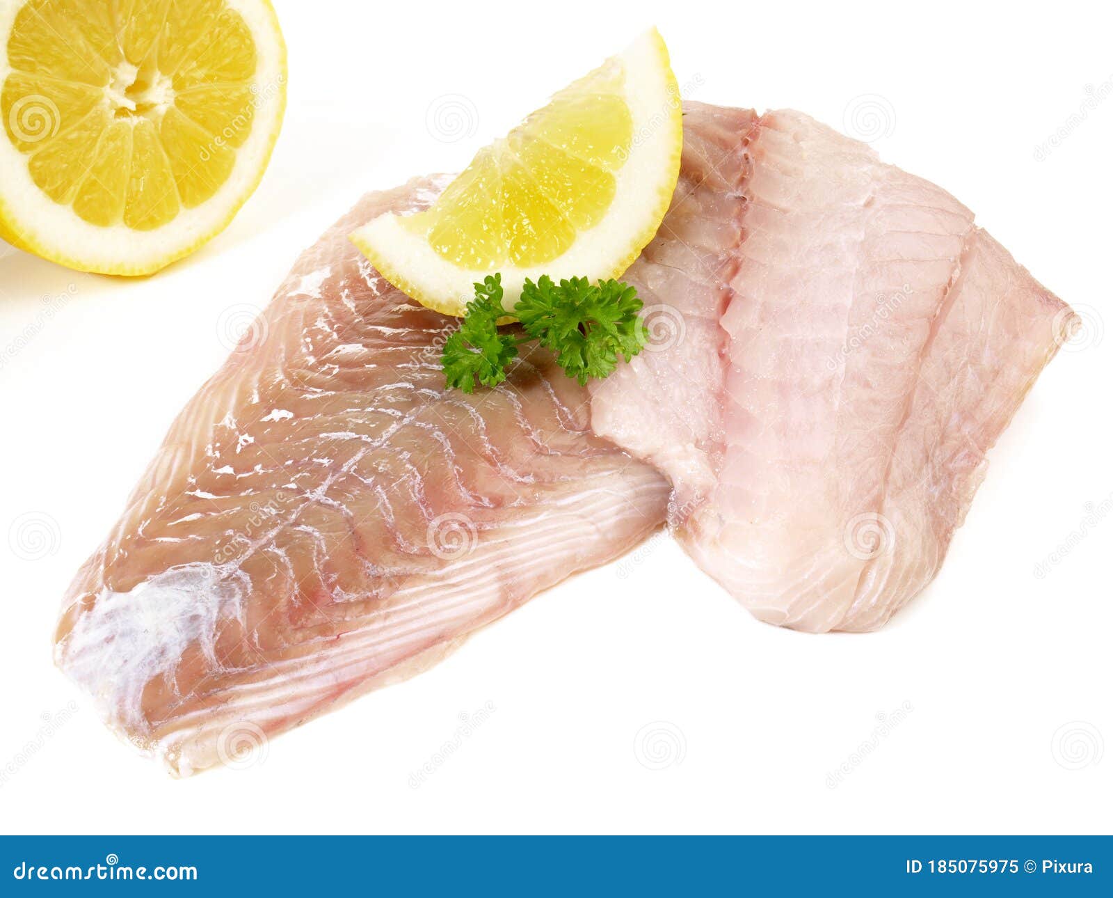 Seafood - Pollack Loin Raw Isolated on White Background Stock Image ...