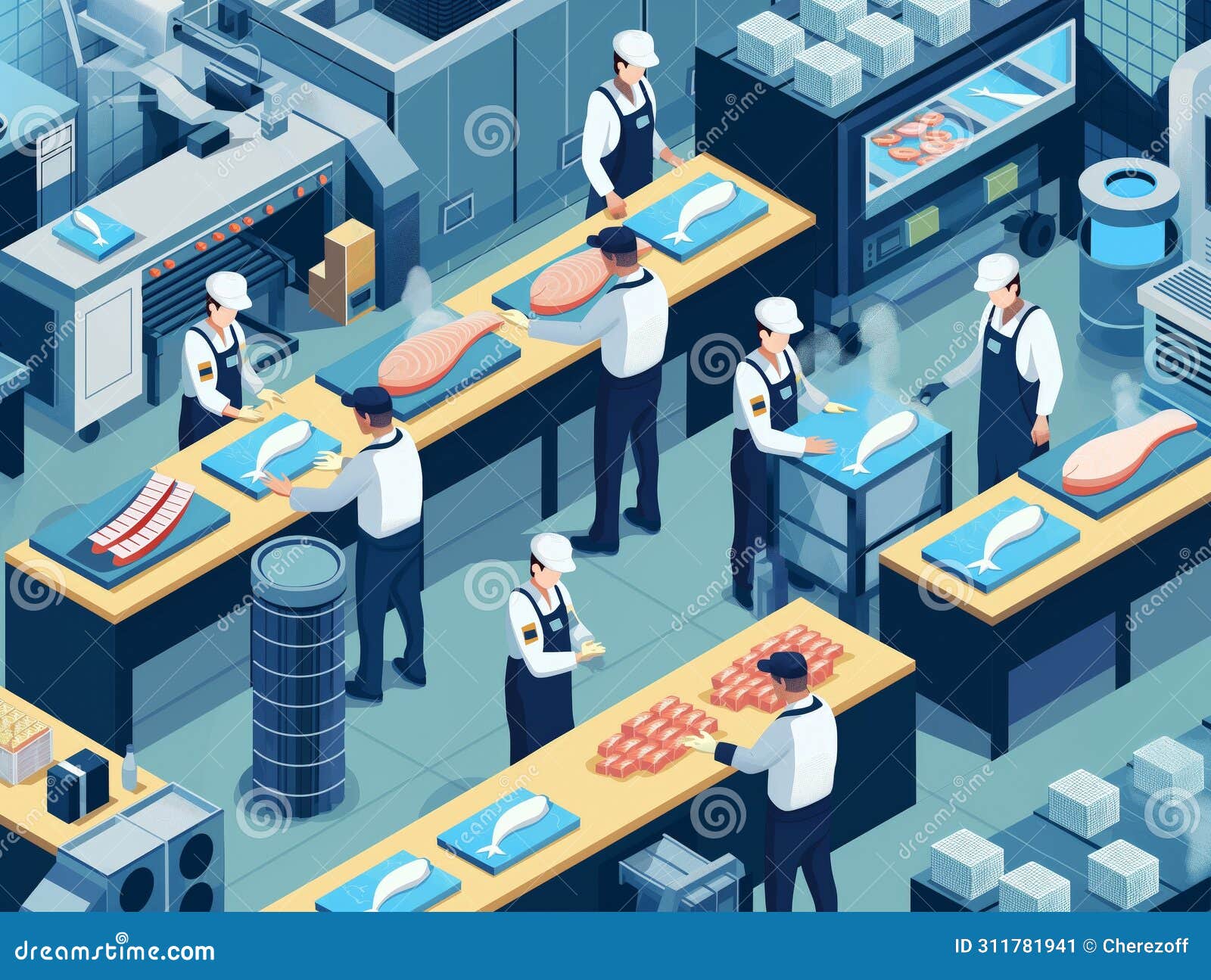 Seafood Processing Plant Workflow Stock Image - Image of farming ...