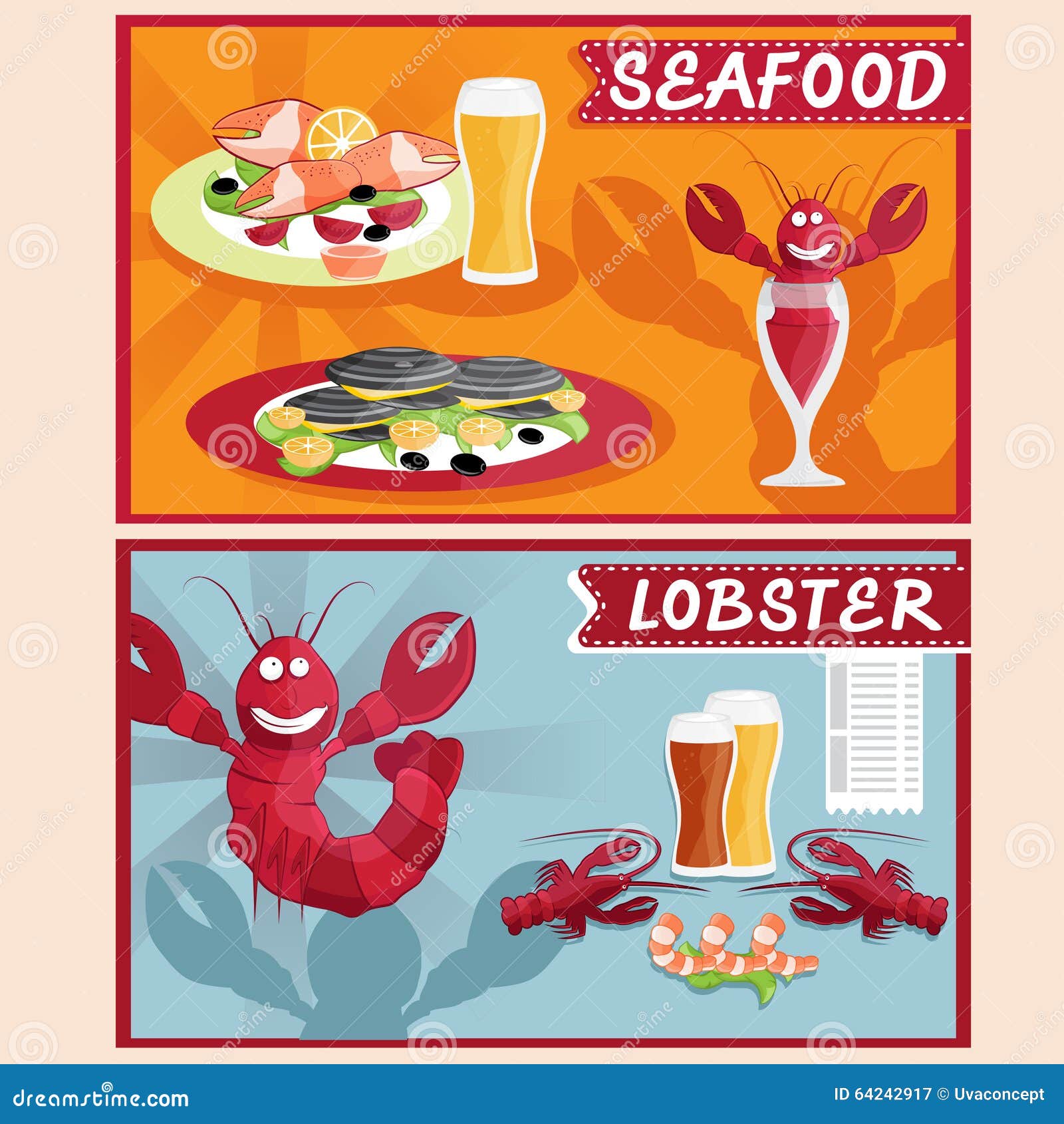 Seafood Restaurant Cartoon Vector Illustration Stock Vector ...