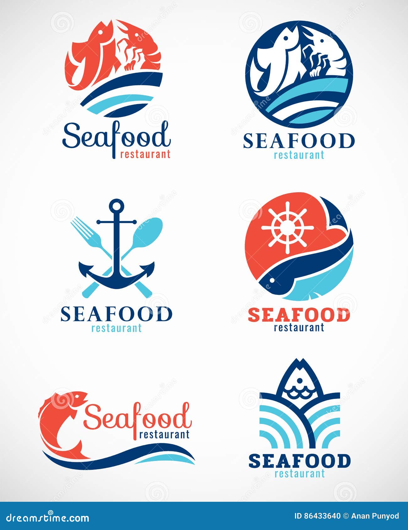 Seafood Restaurant and Fish Logo Vector Set Design Stock Vector ...