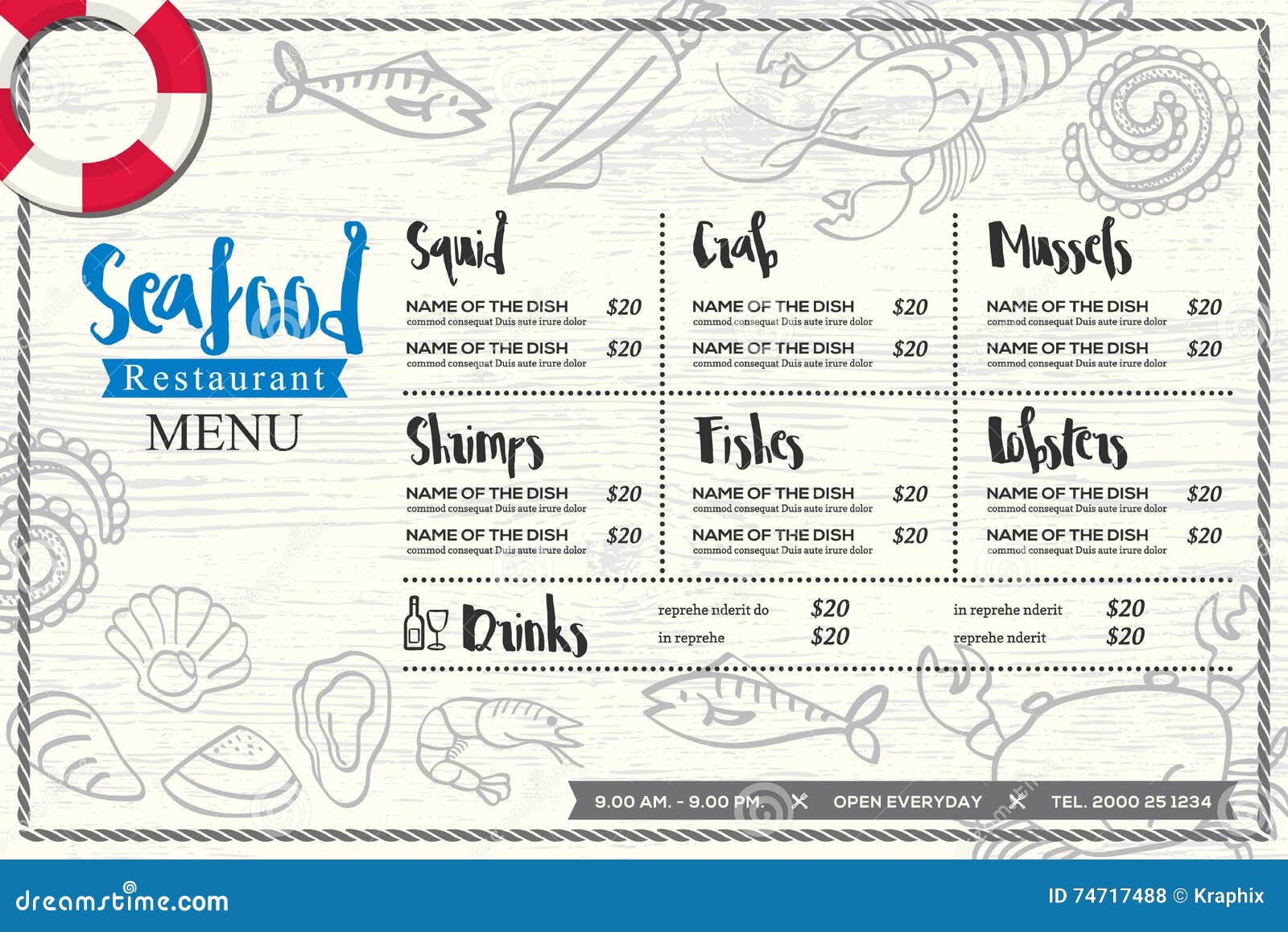 Seafood Menu Design Background Template Stock Illustrations – 9,888 ...