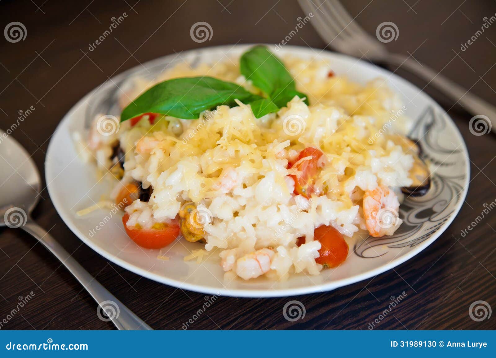 Seafood Risotto stock photo. Image of shrimp, grain, spoon - 31989130