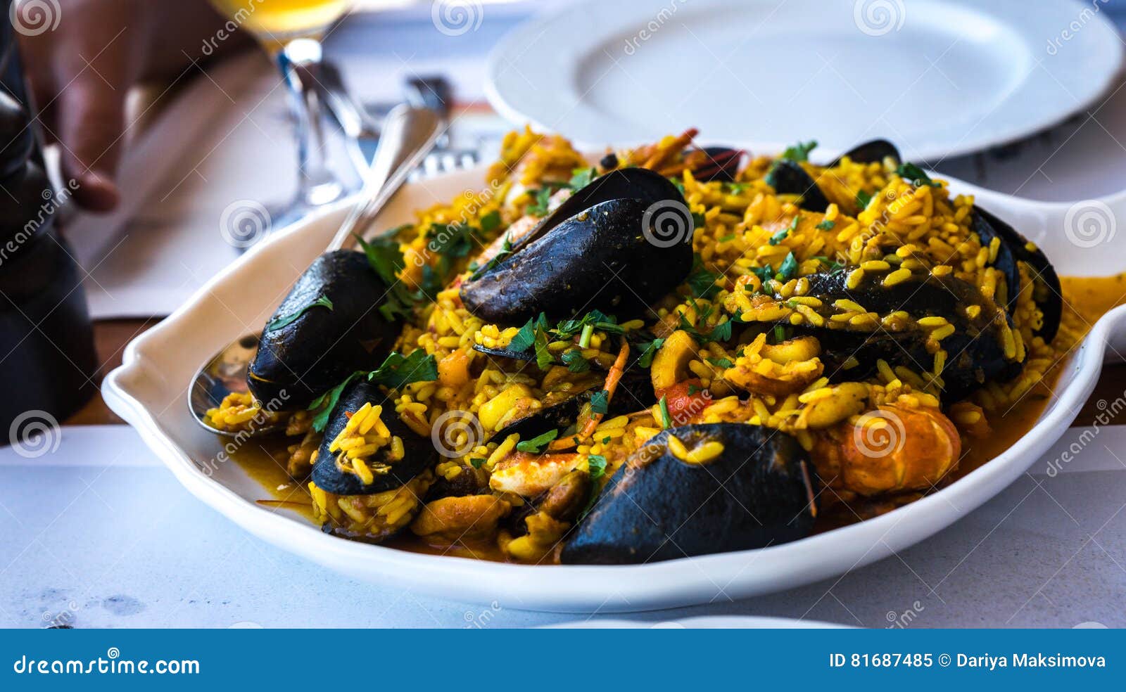 Seafood Risotto with Mussels and Shrimp, Greece Stock Image - Image of ...