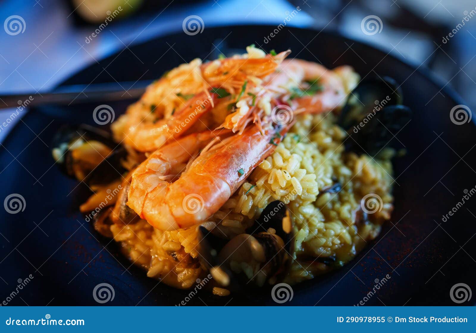 Risotto with Seafood on a Table in a Restaurant Stock Image - Image of ...