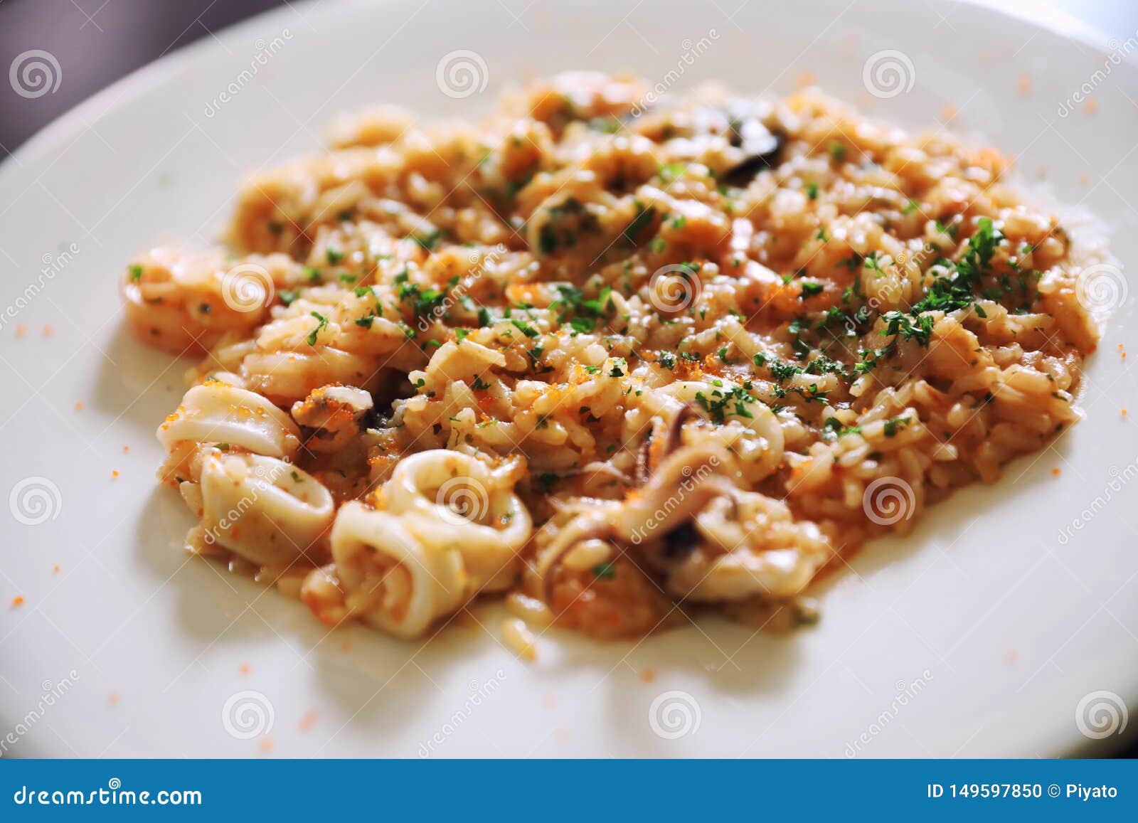 Seafood Risotto , Traditional Italian Rice Stock Photo - Image of ...