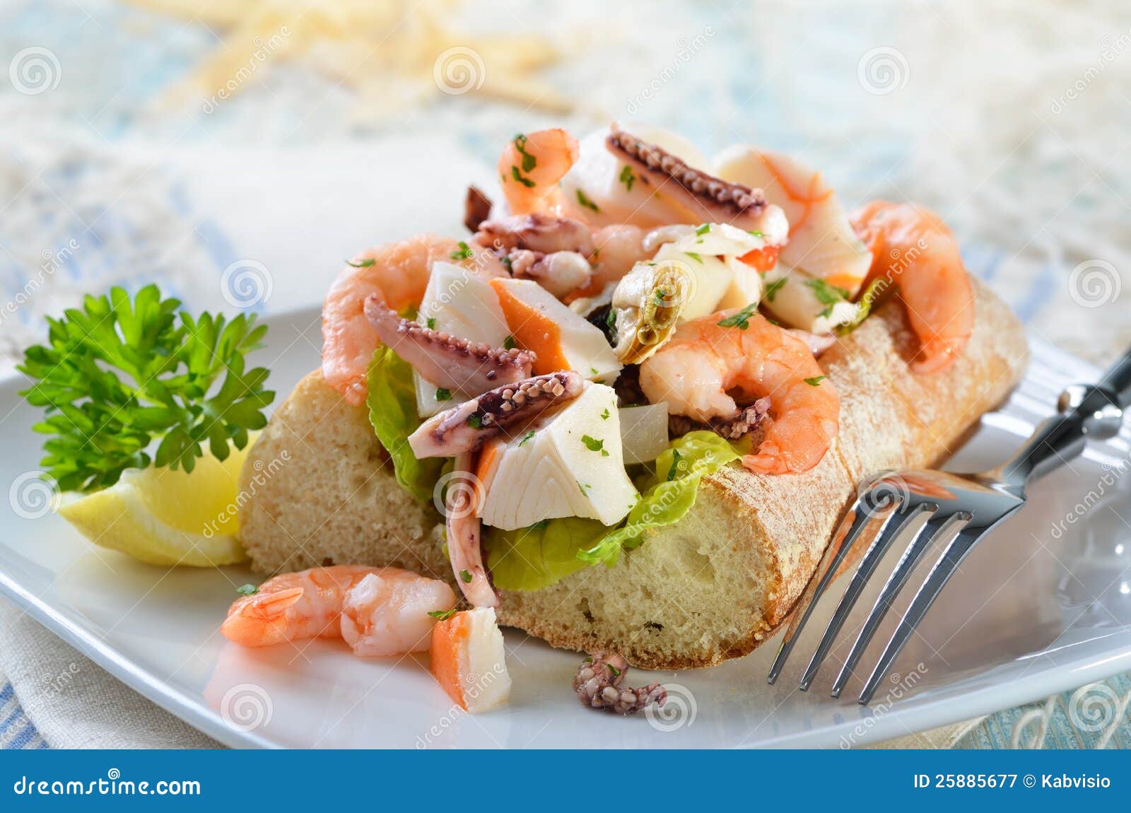 Seafood Salad on Ciabatta Bread Stock Image - Image of meal, frutti ...