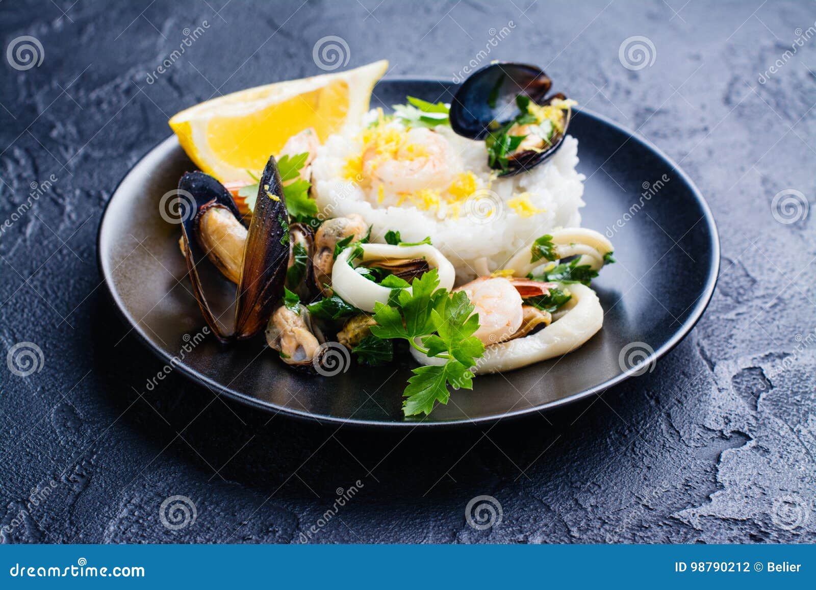 Seafood saute portion stock photo. Image of italian, dinner - 98790212